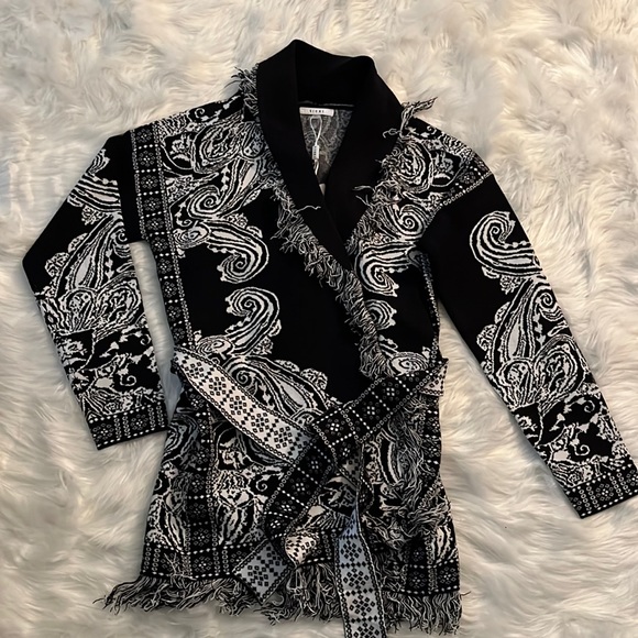 Sioni | Sweaters | Sioni Black And White Paisley Cardigan | Poshmark